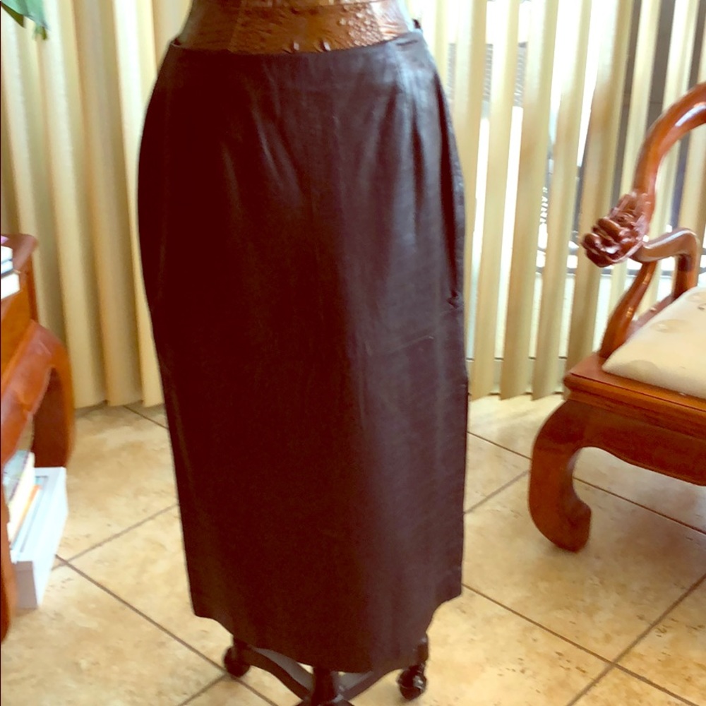 Rena Rowan 100 Percent Leather Skirt - Gem